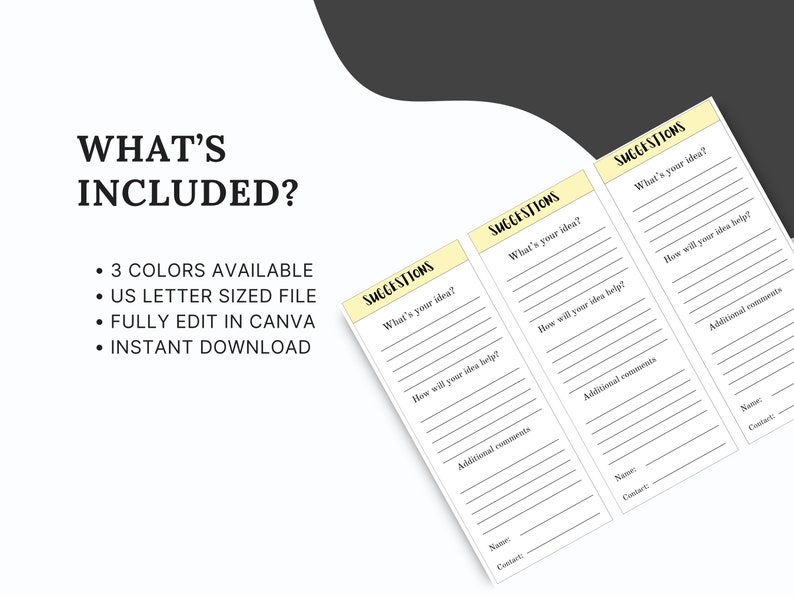 EMPLOYEE SUGGESTION CARD, Suggestion Box, Suggestion Template ... EMPLOYEE SUGGESTION CARD, Suggestion Box, Suggestion Template ...