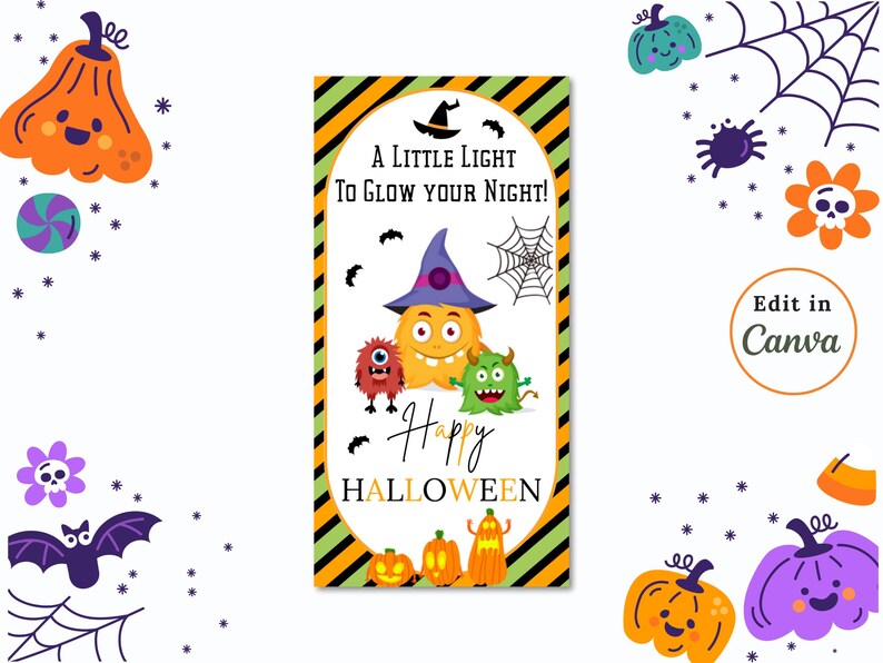 Editable A LITTLE Light to Glow Your Night, HALLOWEEN Light, Glow Your ...