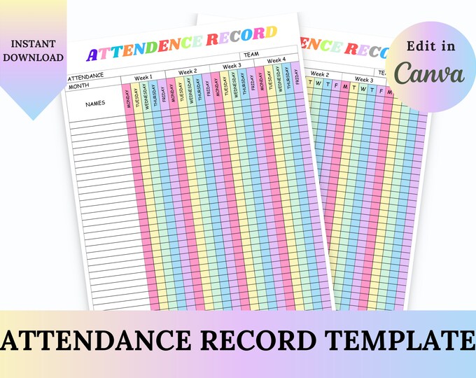 Attendance Record - Etsy