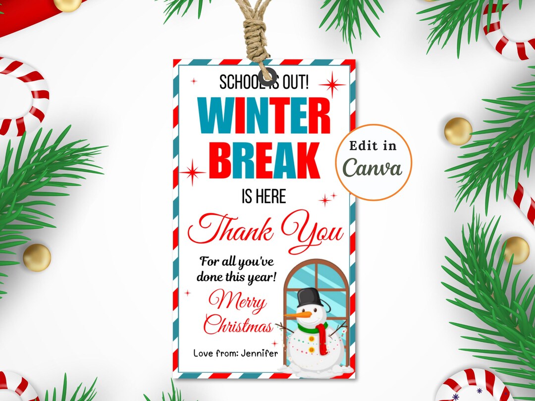 Editable CHRISTMAS Gift Tags, Winter Break APPRECIATION, TEACHER Staff ...