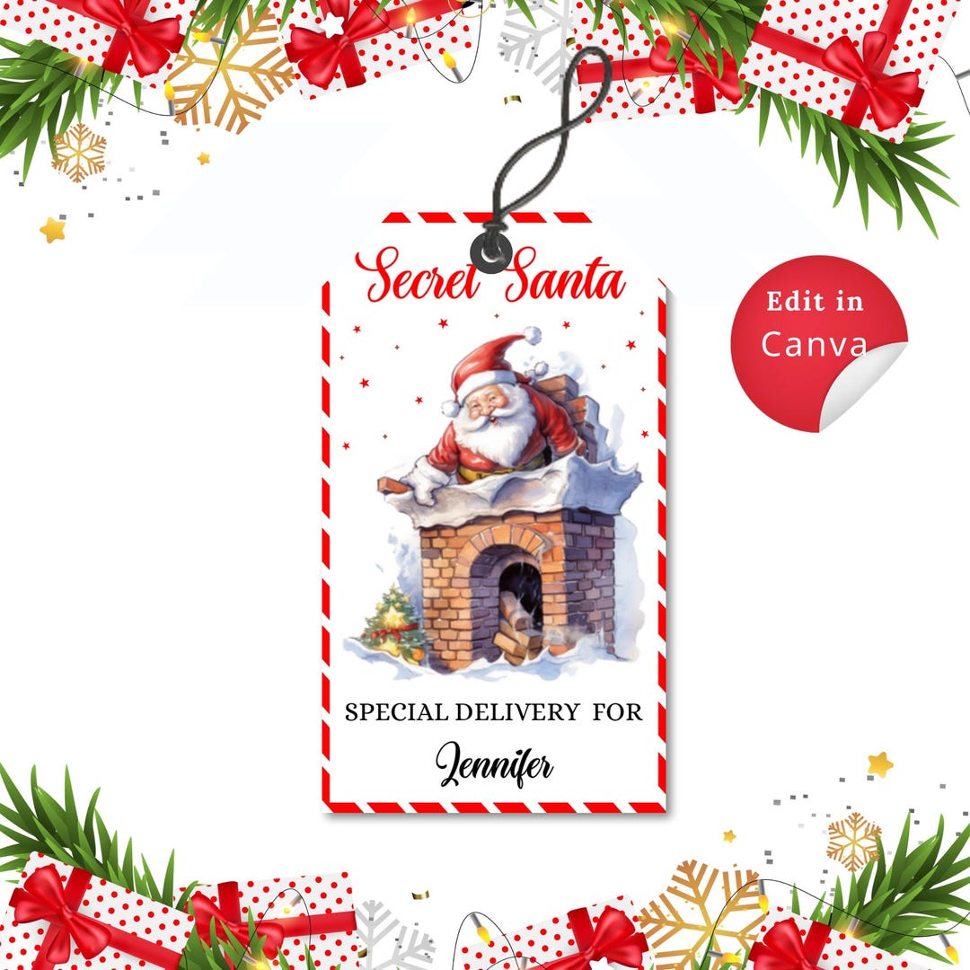 Editable SECRET SANTA GIFT Tag Template, Printable Kris Kringle Tags ...