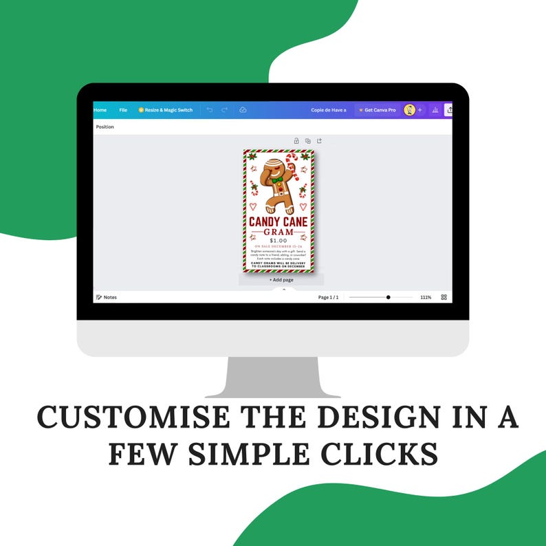 Editable CHRISTMAS CANDY Cane Gram, Holiday FUNDRAISER, Candy Gram ...