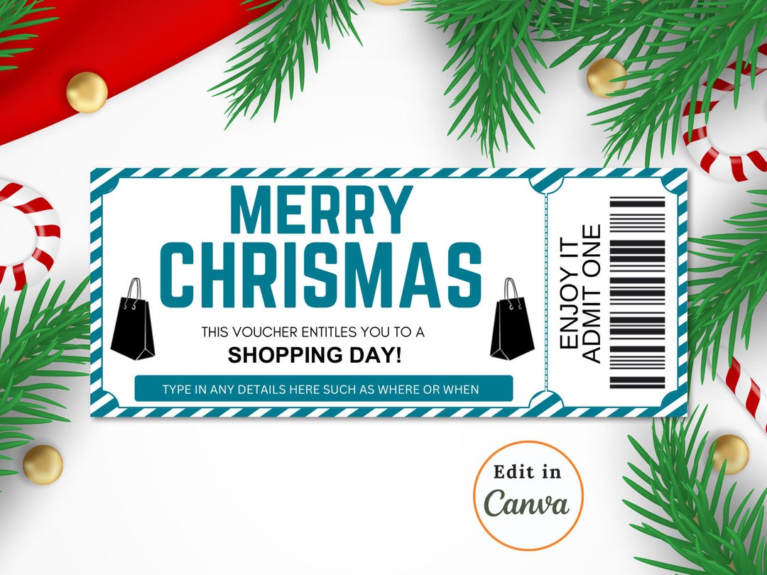 Editable Christmas SHOPPING SPREE Certificate, Perfect Gift for a ...