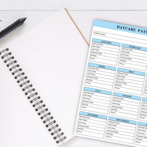 Editable DAYCARE PAYMENTS PRINTABLE, Payment Record, Home Daycare ...