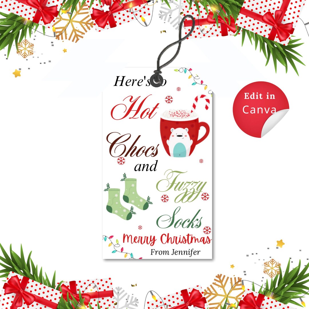 Editable HOT CHOCOLATE Tag, CHRISTMAS Gift Tag, Instant Download ...