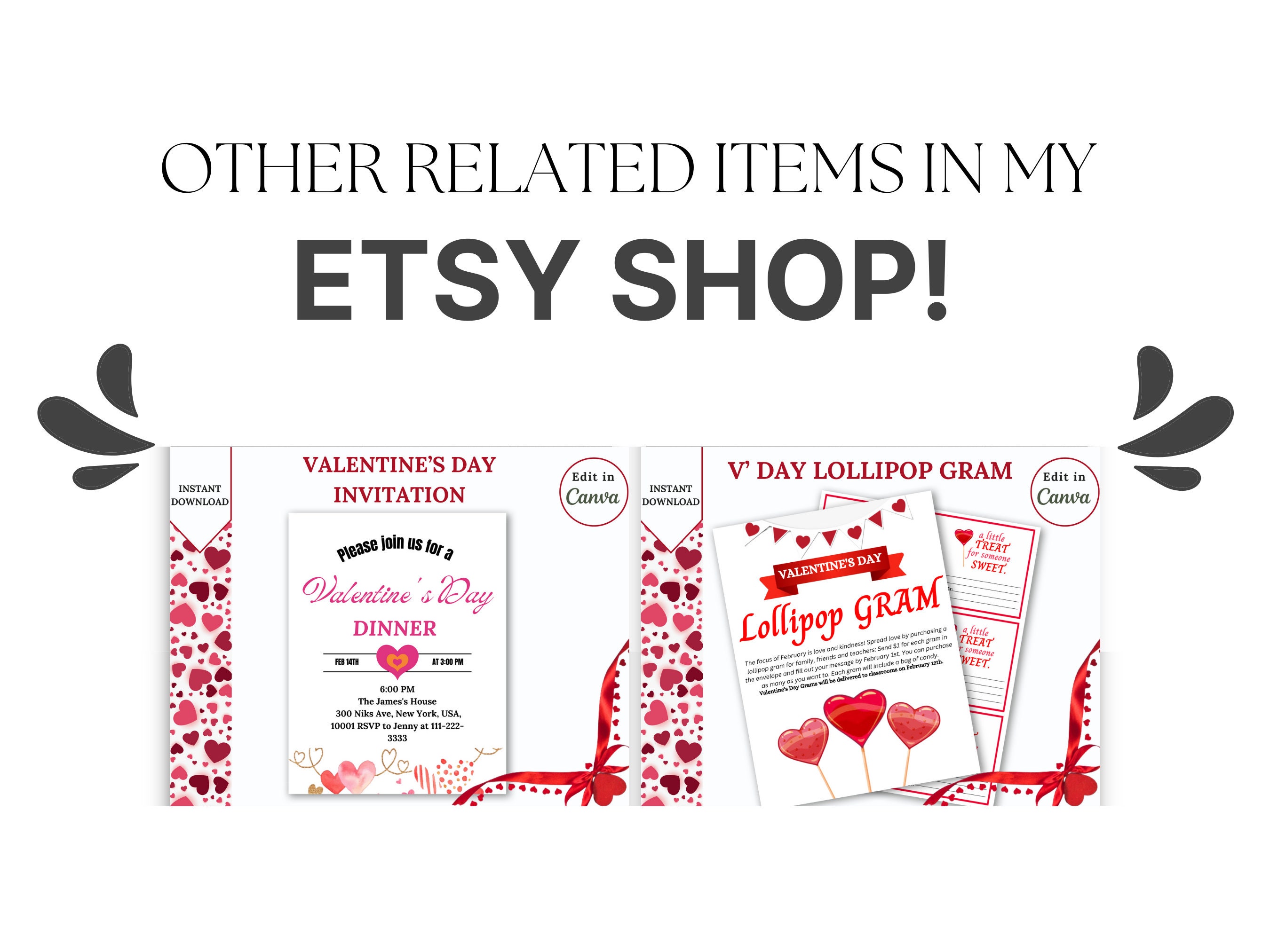 EDITABLE VALENTINES DAY Lollipop Gram, Valentine's Grams, Candy Gram ...