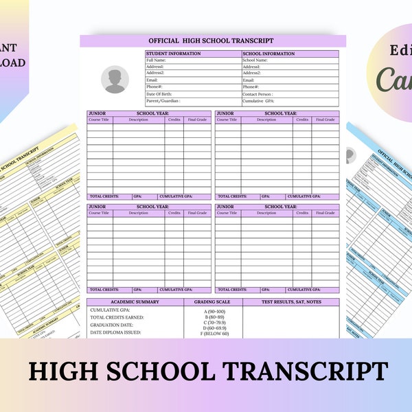 Homeschool Transcript Template - Etsy