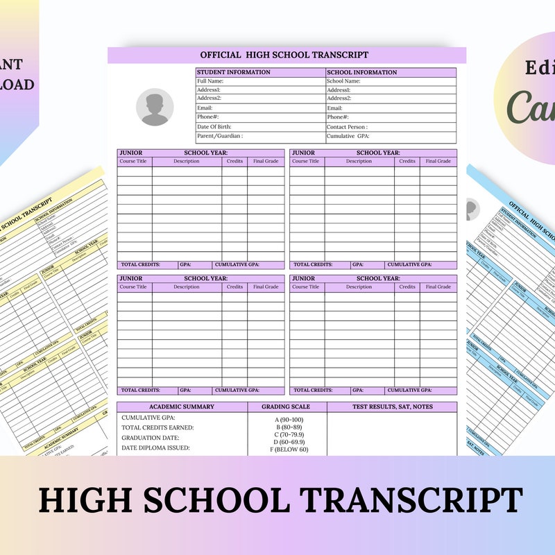 Highschool Transcript - Etsy