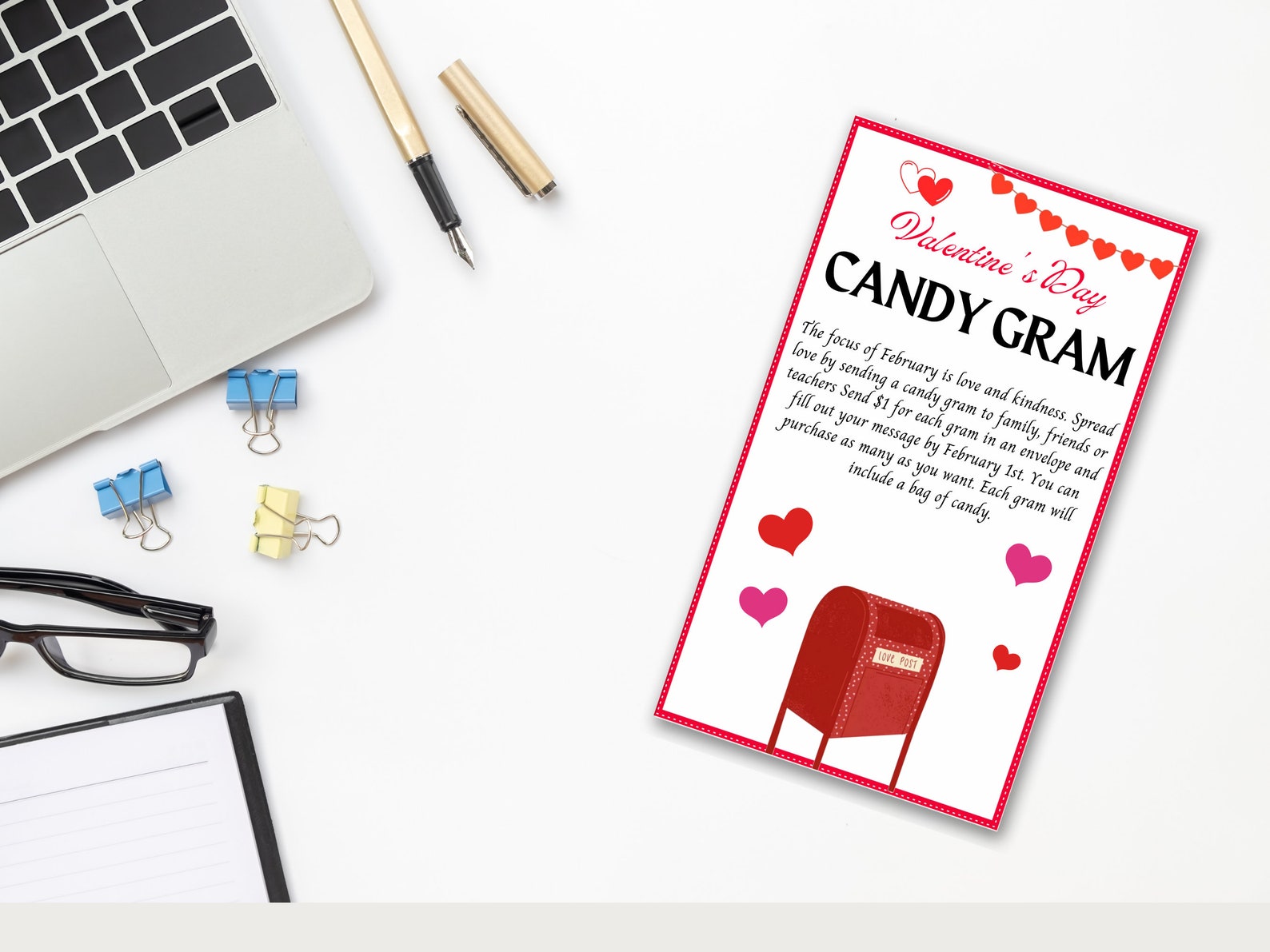 Editable Valentines Day Candy Gram PRINTABLE, Candy Gram Template ...