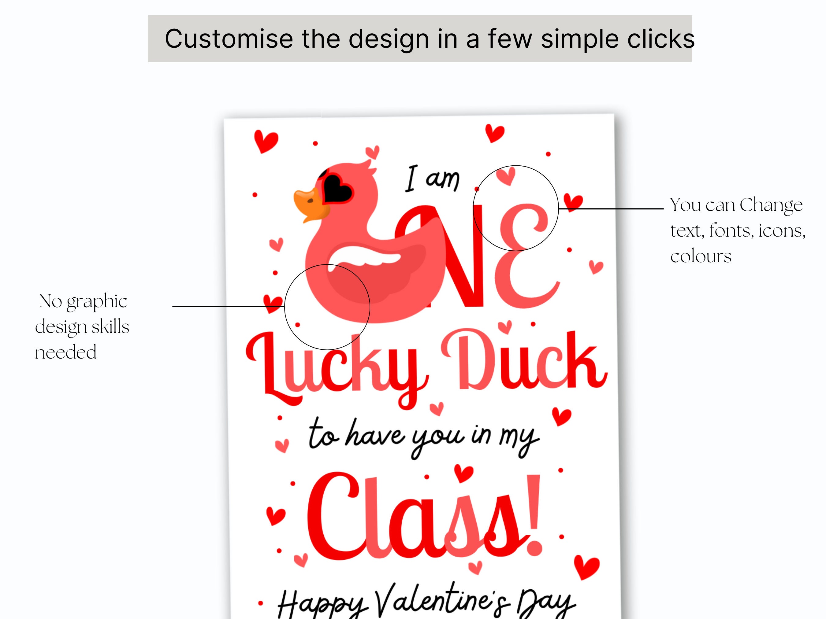 Editable One Lucky Duck Printable,lucky Duck Valentine,duck Valentine ...