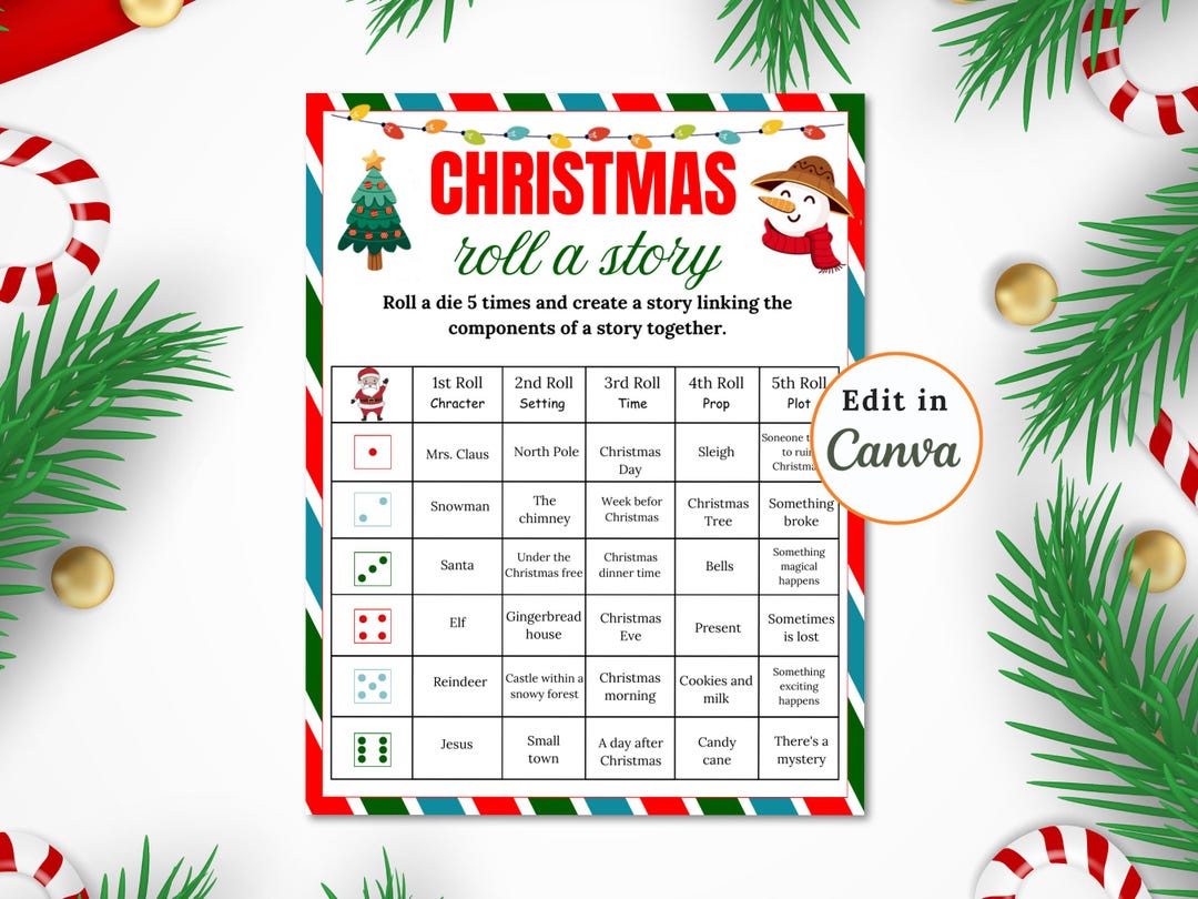 Editable Christmas ROLL-A-STORY, Fun Story Starters, Writing Prompts ...