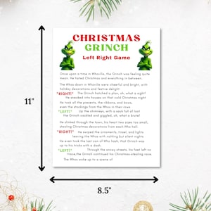 Editable CHRISTMAS GRINCH Left Right Game, Fun PRINTABLE for Adults and ...