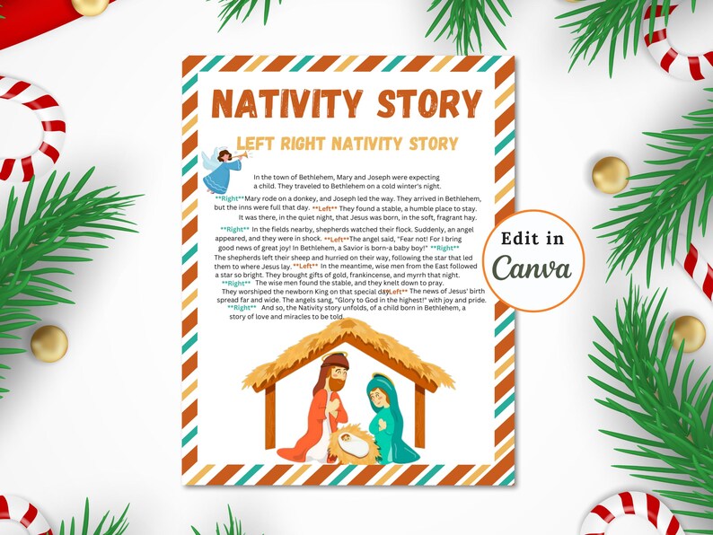 Editable LEFT RIGHT NATIVITY Game, Engaging Bible Story Activity ...