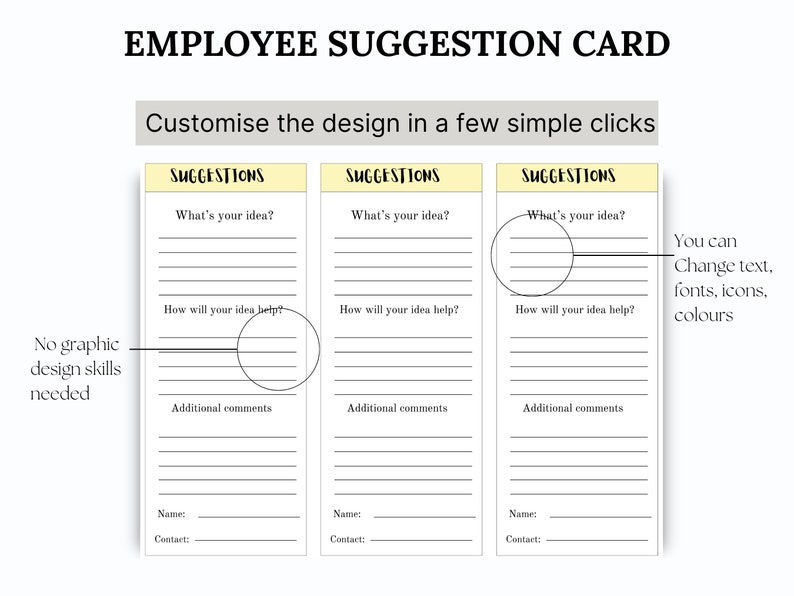 EMPLOYEE SUGGESTION CARD, Suggestion Box, Suggestion Template ...