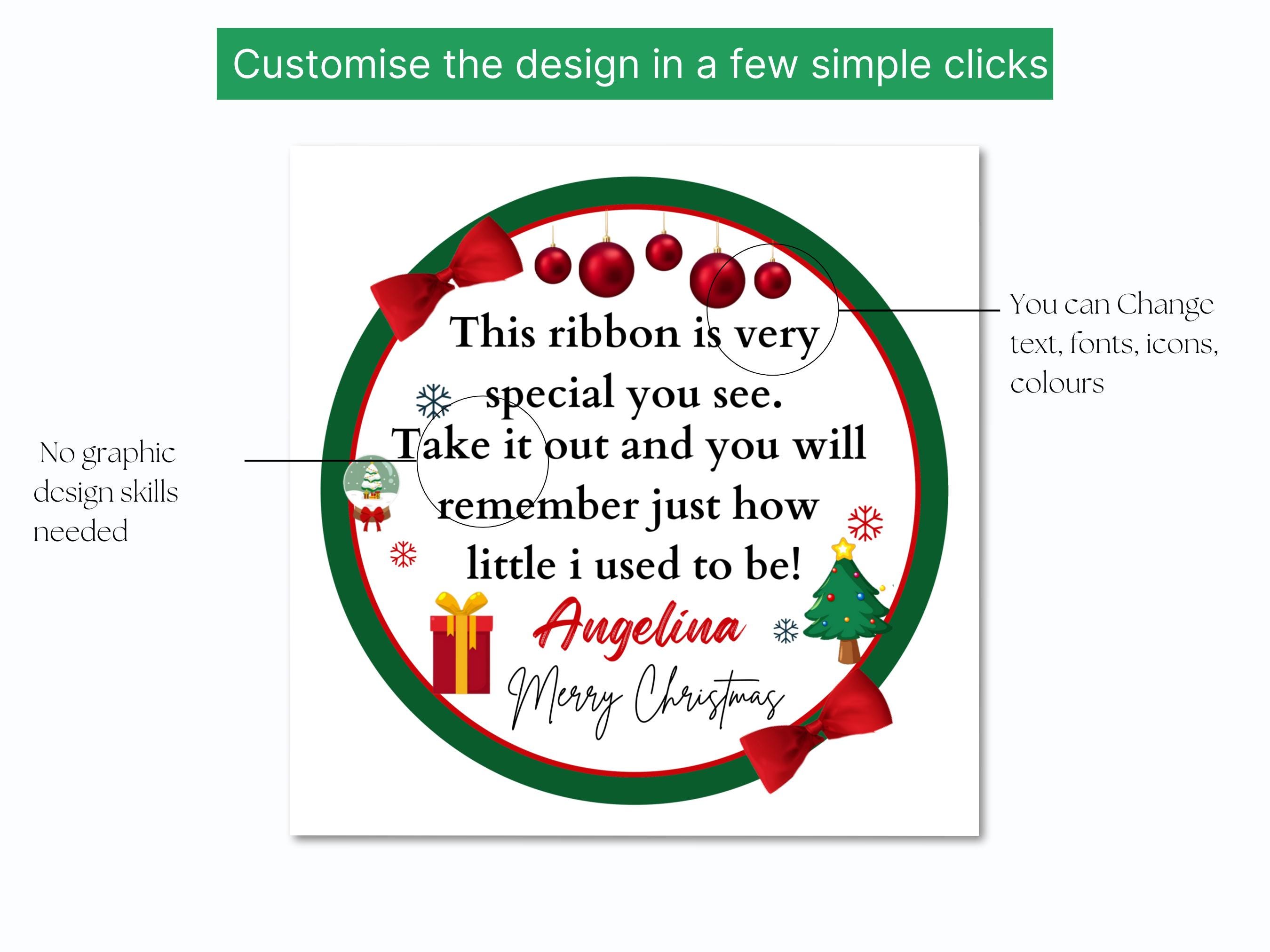 Editable This RIBBON-HEIGHT Ribbon KEEPSAKE, Christmas Gift, Ribbon ...
