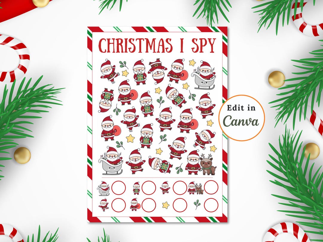 Editable Christmas I SPY Game, Fun HOLIDAY Activity for Kids, Christmas ...