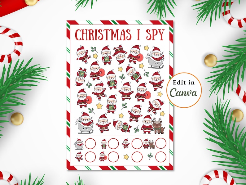 Editable Christmas I SPY Game, Fun HOLIDAY Activity for Kids, Christmas ...