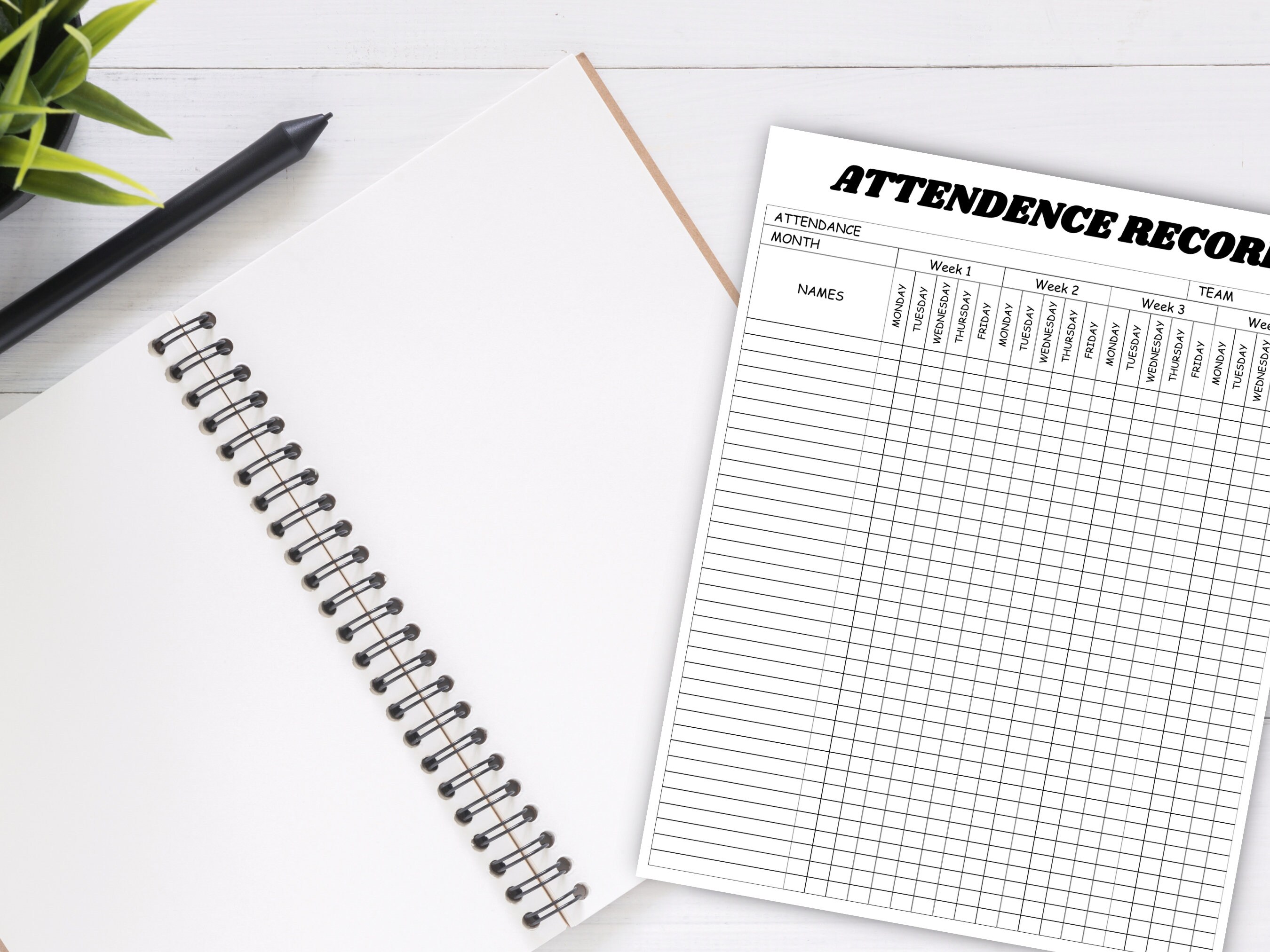 Editable ATTENDANCE RECORD TEMPLATE, Printable Attendance Tracker ...
