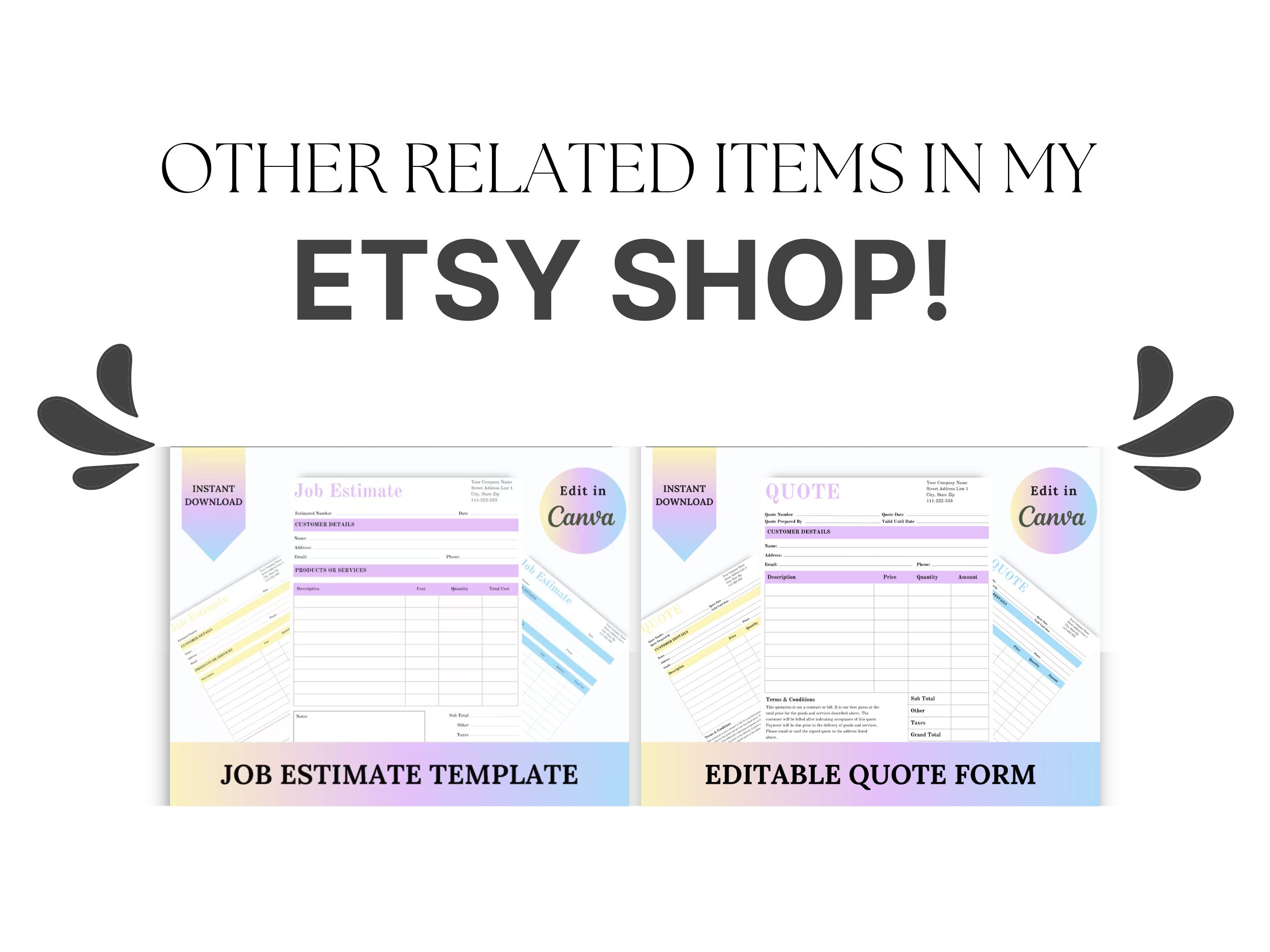 EDITABLE PURCHASE Form, Custom Order Form, Printable Order TEMPLATE ...