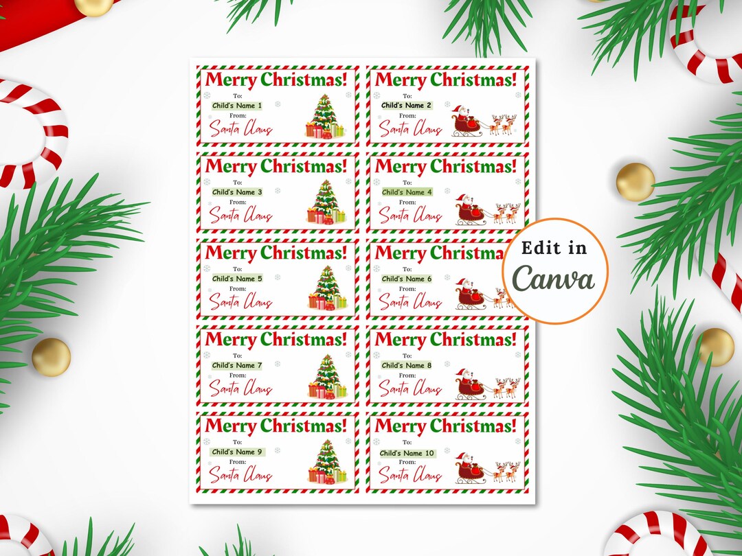 Editable SANTA Tags, Printable CHRISTMAS Gift LABELS, Festive Stickers ...
