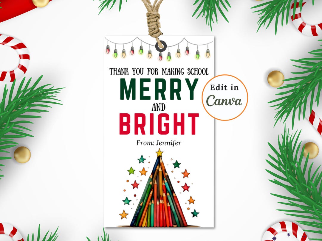 Editable MERRY AND BRIGHT Tag, Holiday Gift Tag Printable, Perfect for ...