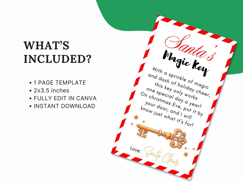 Editable SANTA'S MAGIC KEY Tags, Printable Christmas Eve, Santa Claus ...