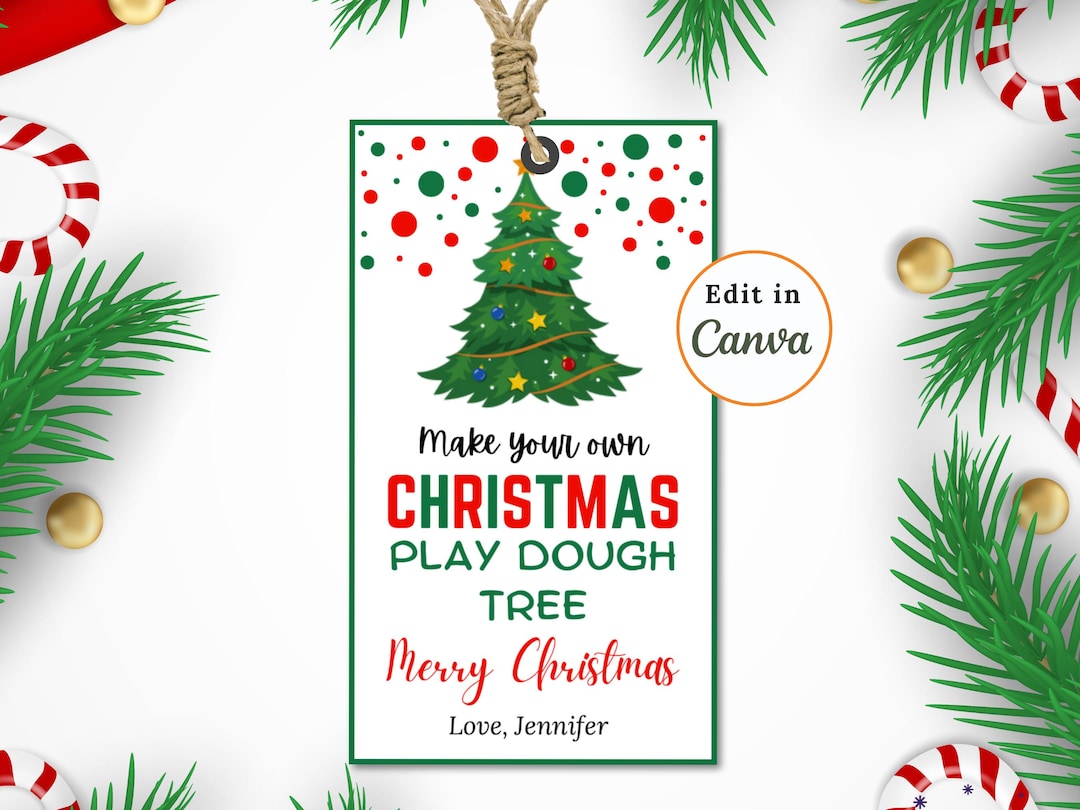 Editable CHRISTMAS PLAYDOUGH Tree Tag, Perfect for Holiday FAVORS ...