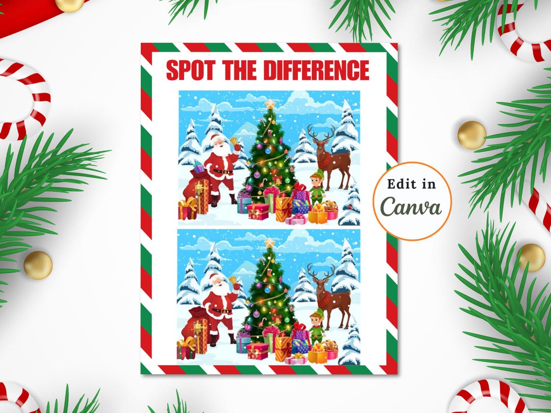 Editable Spot the DIFFERENCE, Fun Kids ACTIVITY for Christmas, Engaging ...