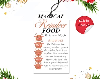 Editable REINDEER Food Tag, Holiday TOPPER, REINDEER Poem for Goody ...