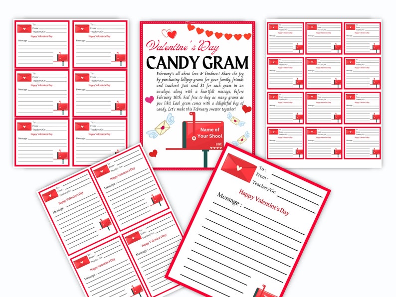 Editable Valentines Day Candy Gram Flyer, Candy Gram, Candy Gram Flyer ...