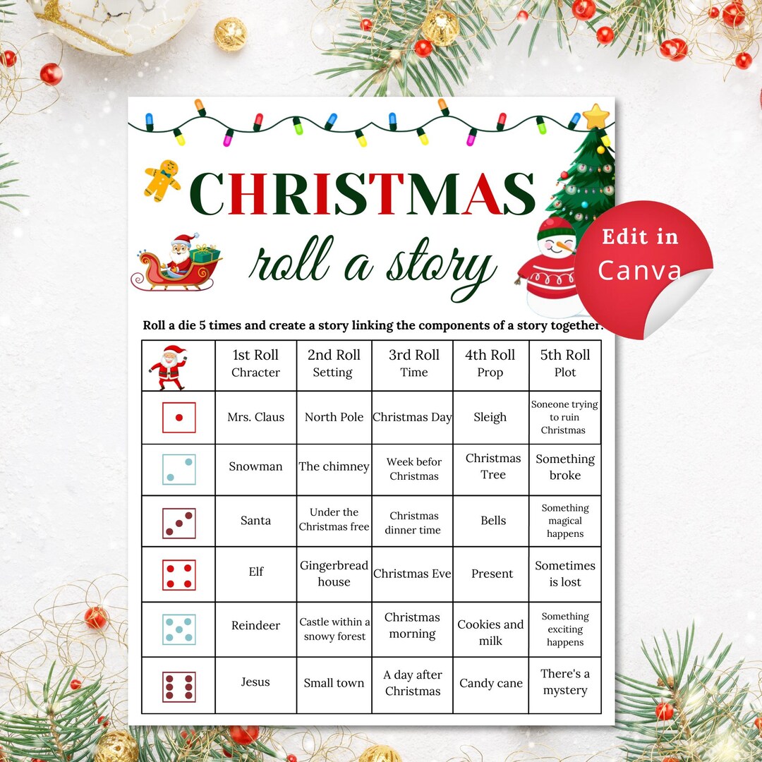 Editable Christmas ROLL-A-STORY, Fun Story Starters, Instant Download ...