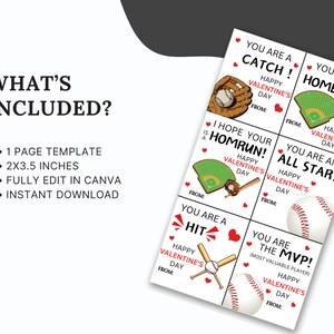 Editable BASEBALL VALENTINE CARDS, Valentine's Day Card, Baseball ...