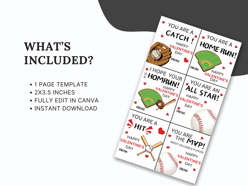 Editable BASEBALL VALENTINE CARDS, Valentine's Day Card, Baseball ...