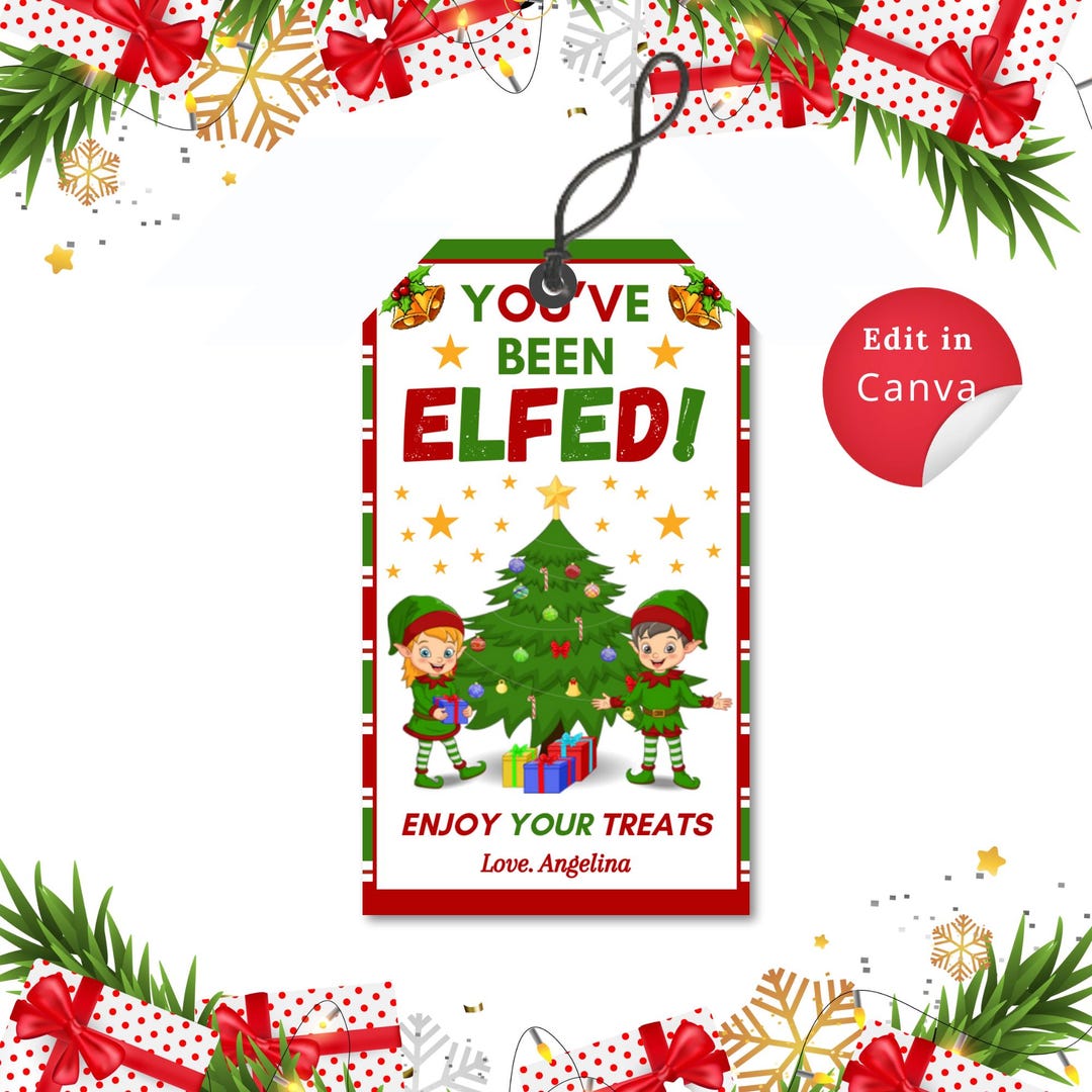 Editable YOU' Ve BEEN ELFED Christmas Tag, Fun Elf Printable for ...