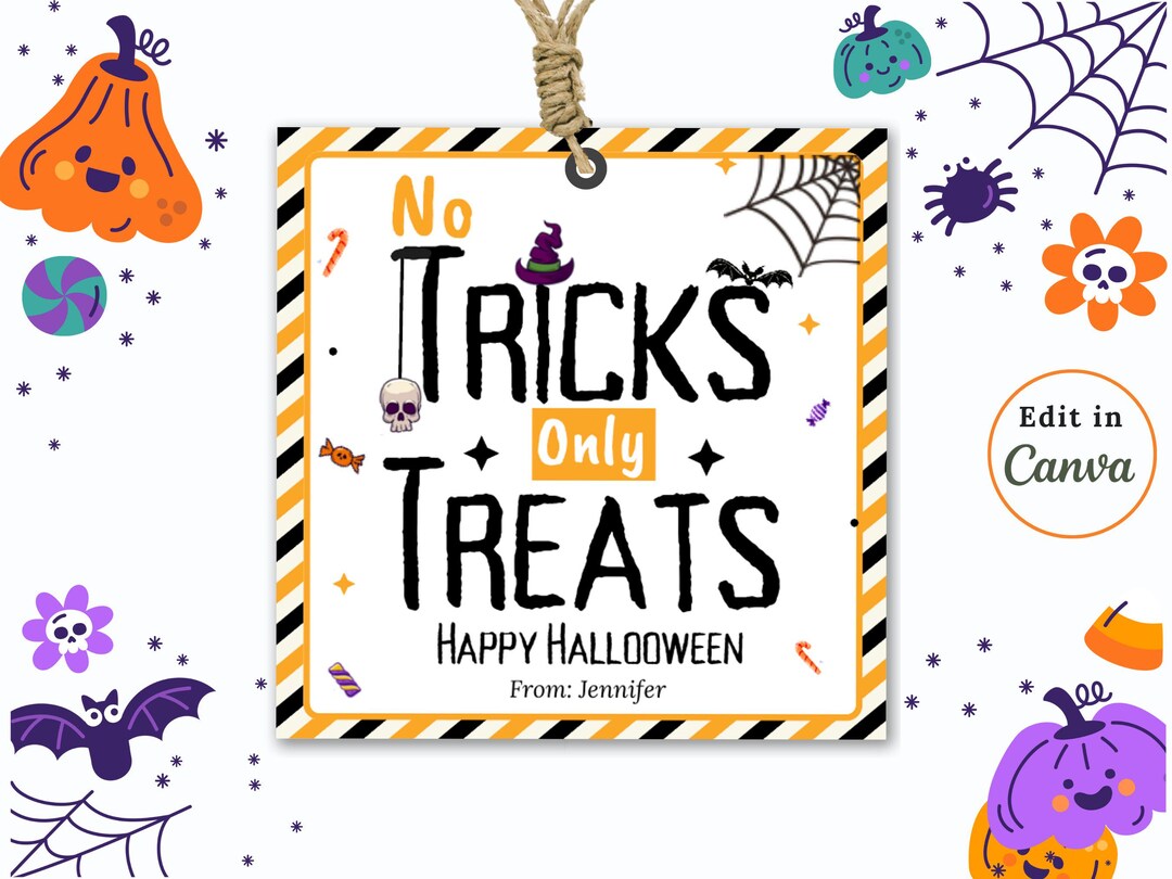Editable HALLOWEEN FAVOR Tags, Trick or Treat Tags, Halloween Tags ...