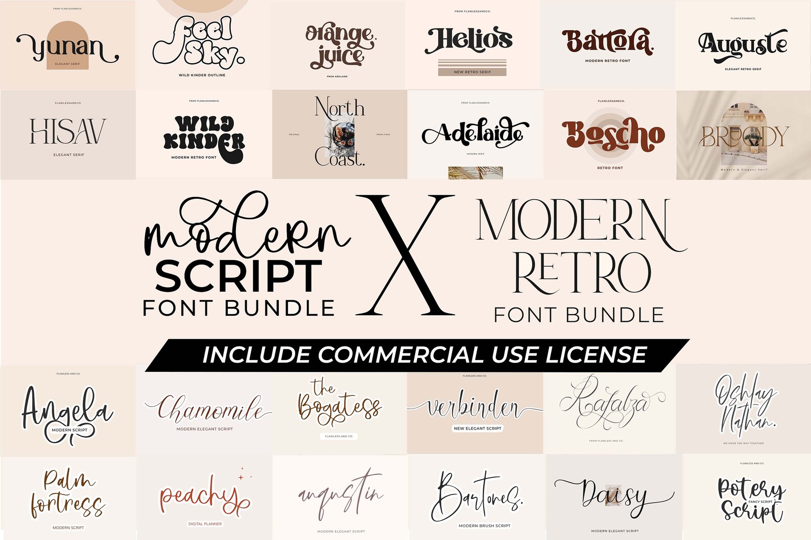 Modern Script and Retro Bundle With COMMERCIAL USE LICENSE - Serif ...