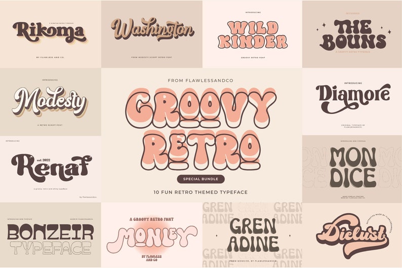 Groovy Retro Special Bundle - Groovy Font, Retro Font, Hipster Font ...