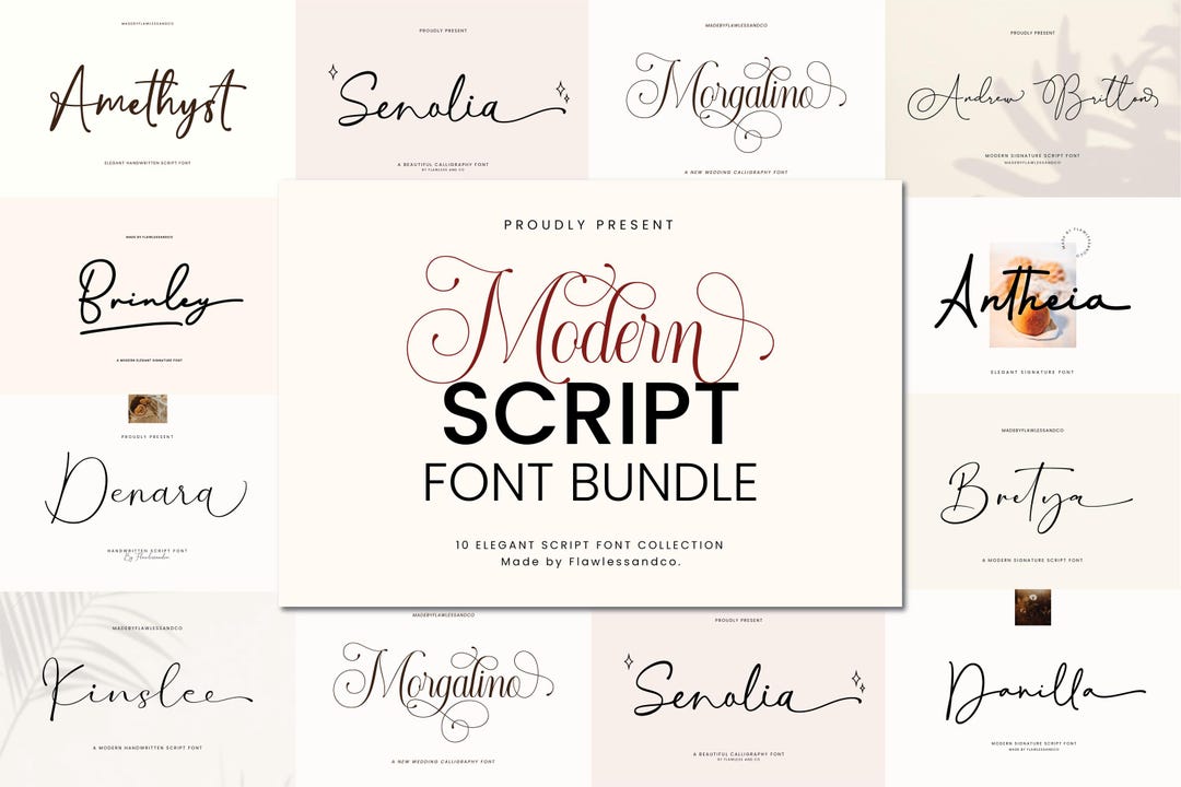 Modern Script Font Bundle - Elegant Font, Cricut Fonts, Procreate Fonts ...