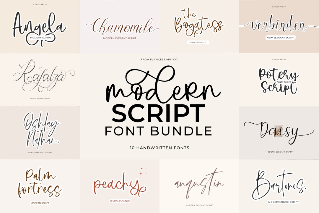 Modern Script Bundle - Cricut Fonts, Procreate Fonts, Canva Fonts ...