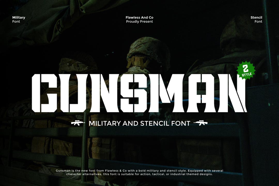 Gunsman - Military Display Font, Logo Font, Branding Font, Modern Font ...