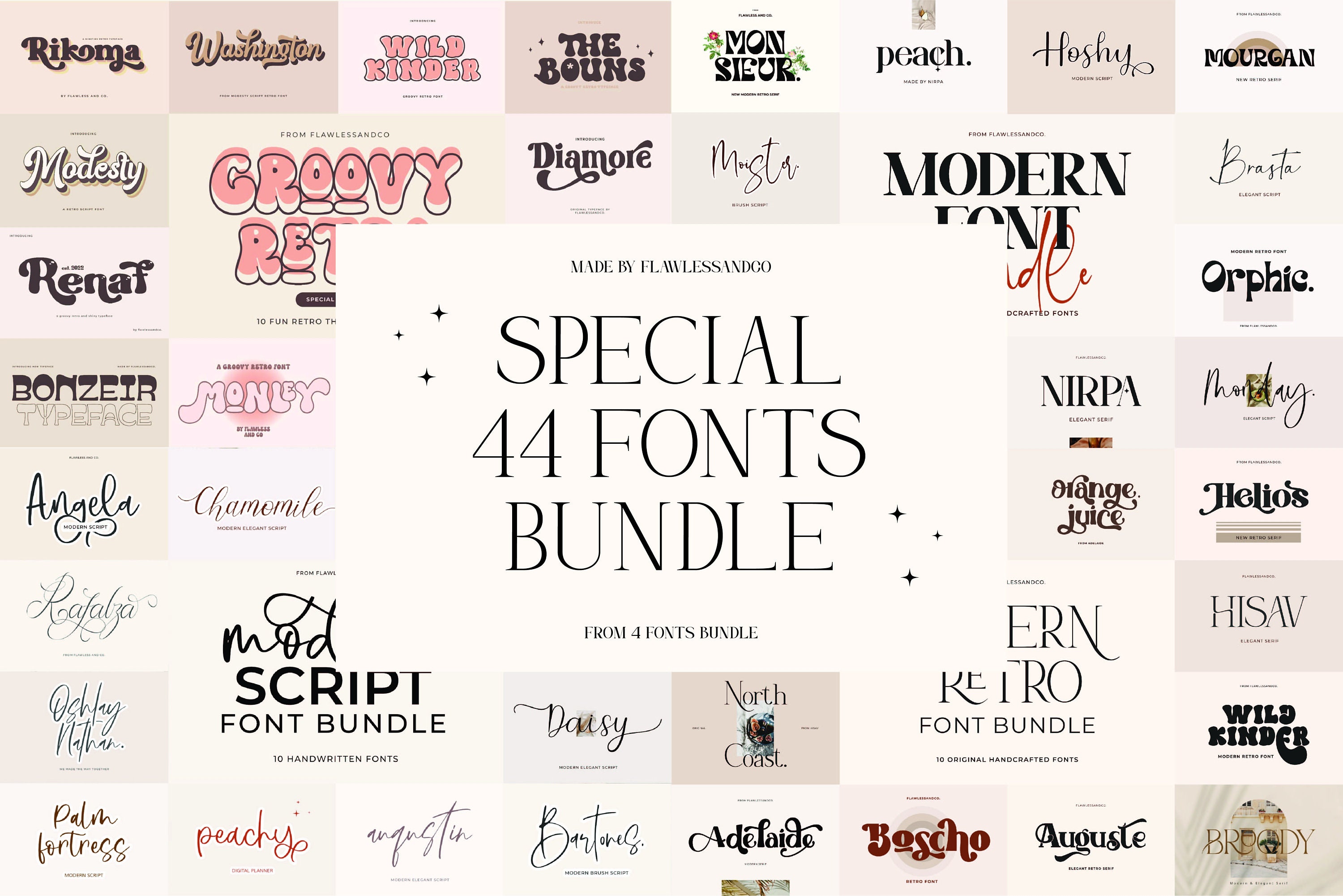 Special 44 Fonts Bundle Script Font, Serif Font, Cricut Font, Procreate Font, Canva Font, Modern ...