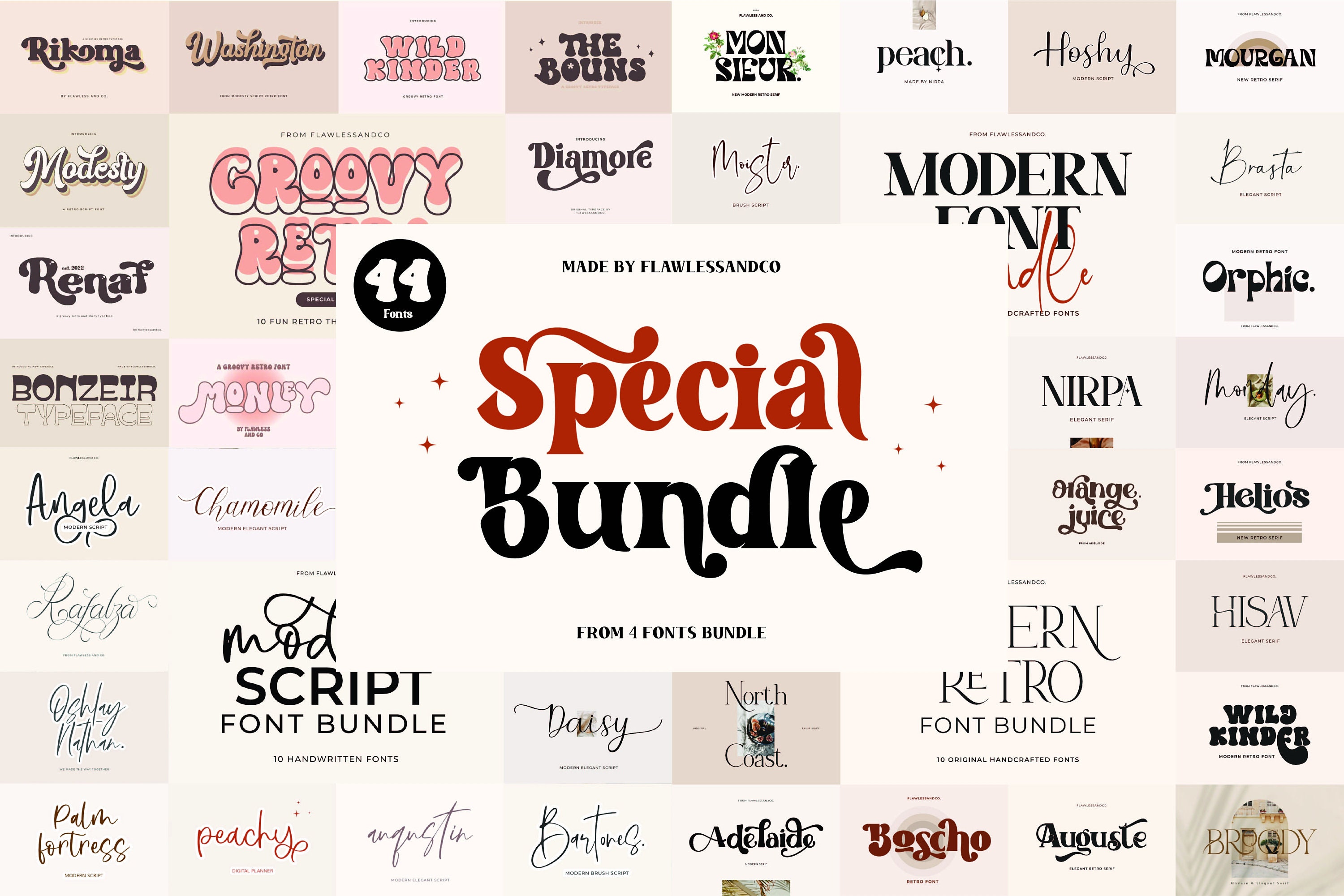 Special 44 Fonts Bundle Script Font, Serif Font, Cricut Font, Procreate Font, Canva Font, Modern ...