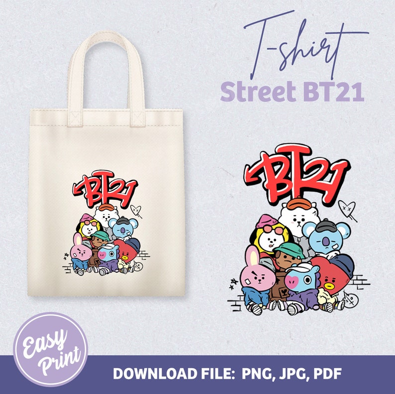 BT21 DTF , Bts Kpop SVG, Koya, Mang, Tata, Rj, Chimmy, Cooky, Shooky ...