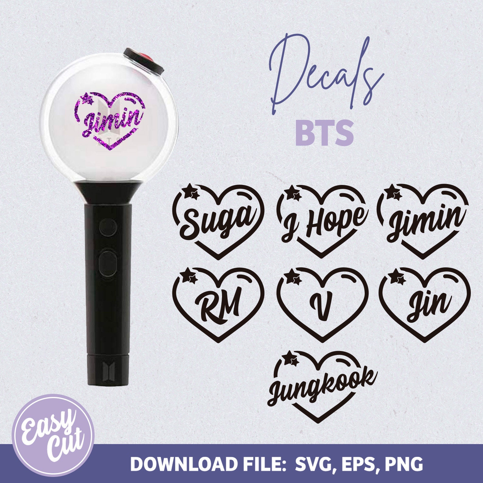 BTS Svg , Bts Kpop SVG, Army Bomb Decals, BTS Members Printable Decal ...