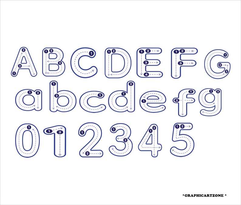 Printable Alphabet Upper, Lower Case and Numbers, Alphabet, Letters ...