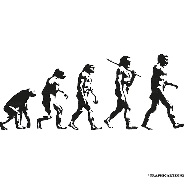 Evolution of Men SVG, Digital File, Human Evolution Vector Silhouette ...