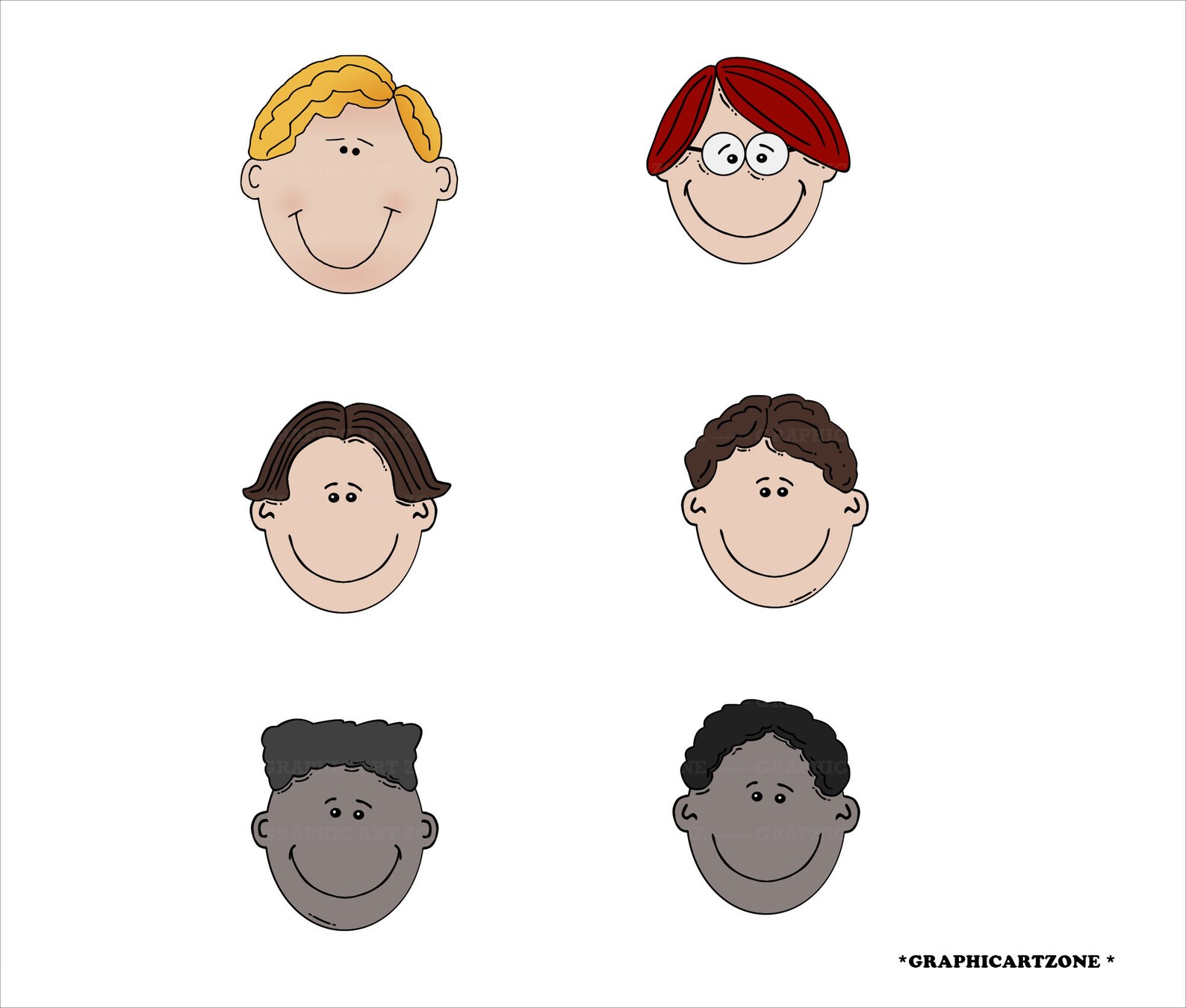 Cartoon Face Svg, Cartoon Faces Clipart Vector Pack, People Clipart ...