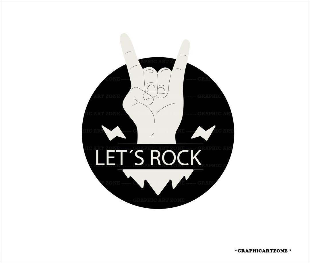 Rock and Roll Svg, Lets Rock Svg, Hand Signs Rock, Rock N Roll Guitar ...
