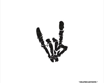 Skeleton Rock Horns Svg - Etsy