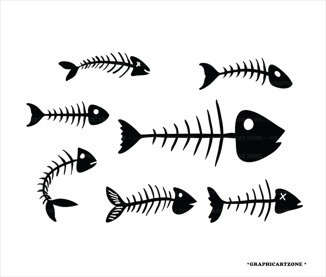 Fish Bone Svg Fish Skeleton Svg Fishbone Svg Fishing Svg - Etsy